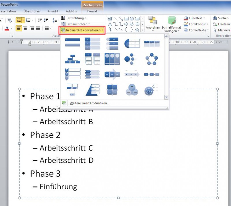 PowerPoint: Gliederungspunkte mit SmartArt gestalten | PCS Campus
