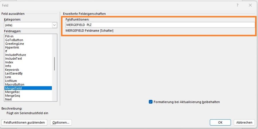Word Zahlenformat für Seriendruckfelder festlegen | PCS Campus
