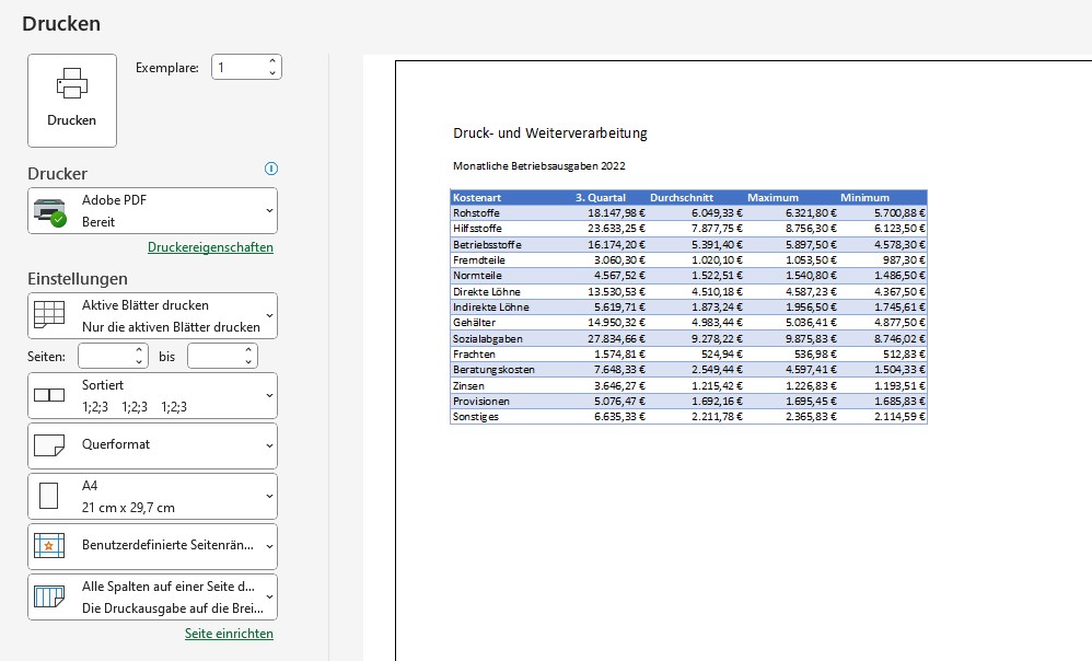 Excel Spalten ausblenden | PCS Campus