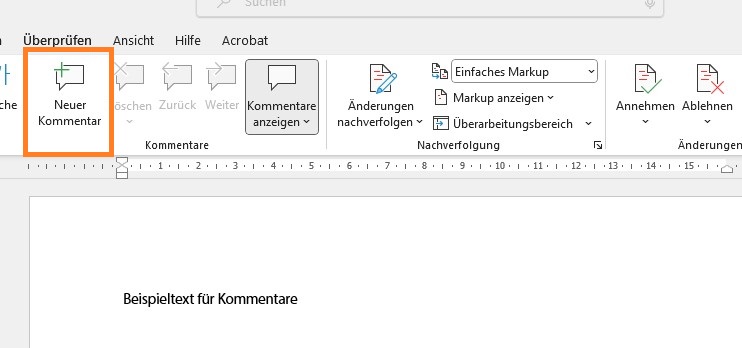 Word Kommentare abgeben | PCS Campus