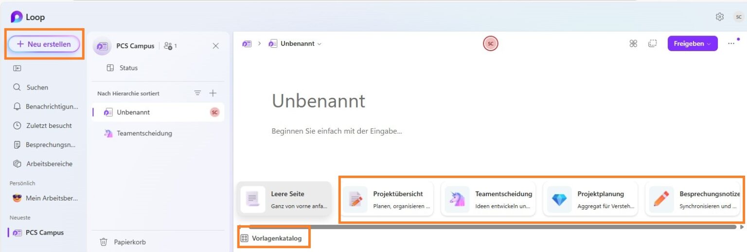 Microsoft Loop: Arbeiten mit Vorlagen | PCS CAMPUS